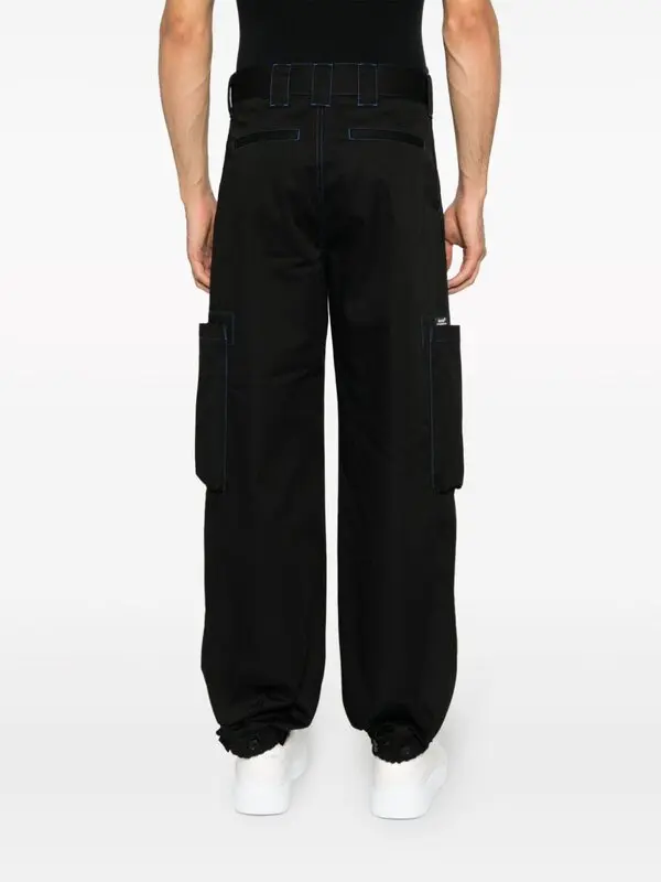 MSGM Contrasting-stitch Logo-patch Trousers