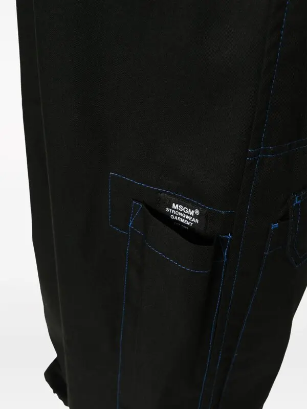 MSGM Contrasting-stitch Logo-patch Trousers