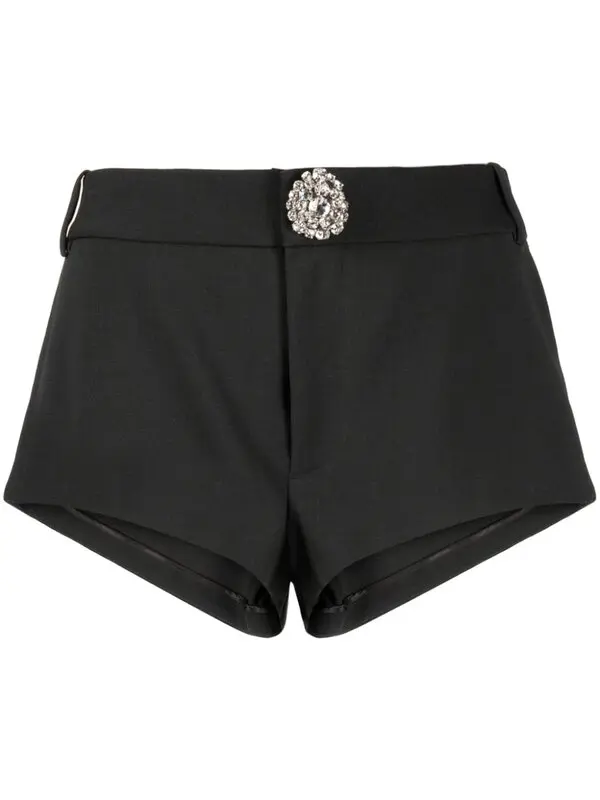 AREA Crystal-embellished Virgin Wool Mini Shorts
