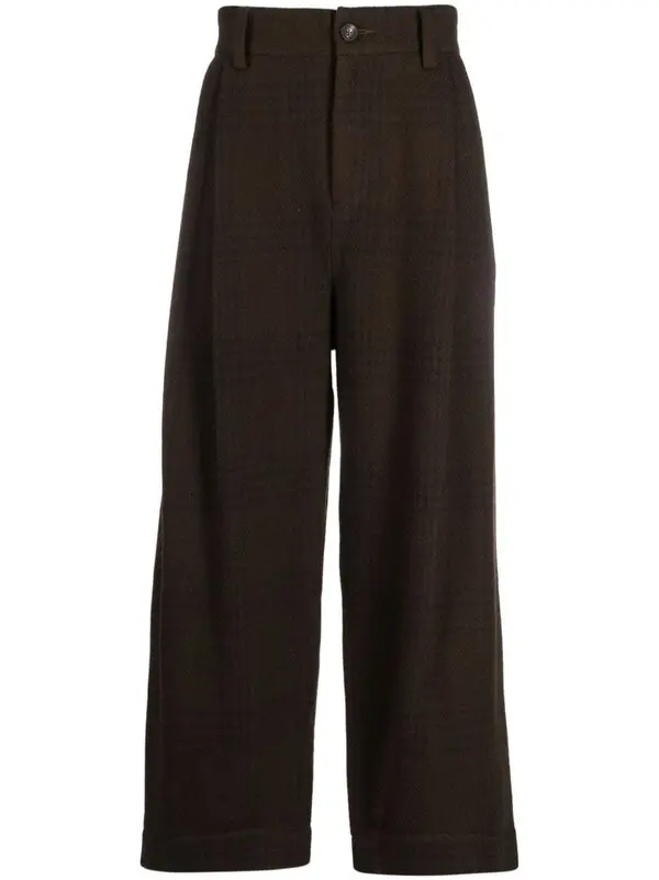 ZIGGY CHEN Plaid Wide-leg Trousers - Green