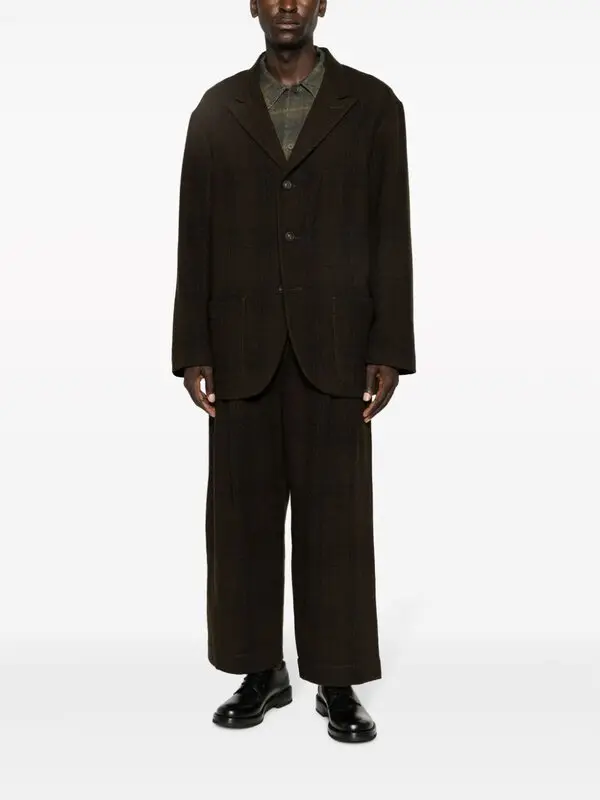 ZIGGY CHEN Plaid Wide-leg Trousers - Green