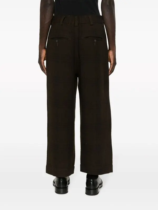 ZIGGY CHEN Plaid Wide-leg Trousers - Green