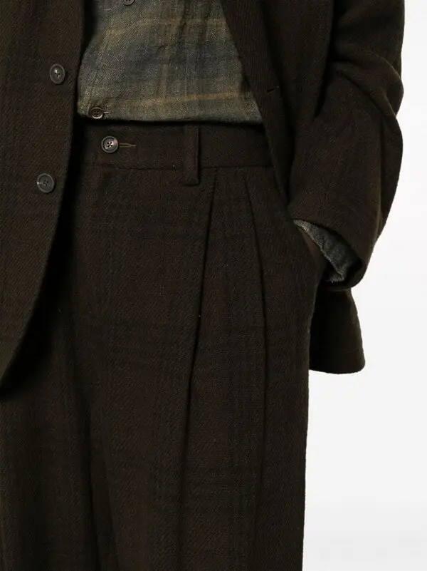 ZIGGY CHEN Plaid Wide-leg Trousers - Green