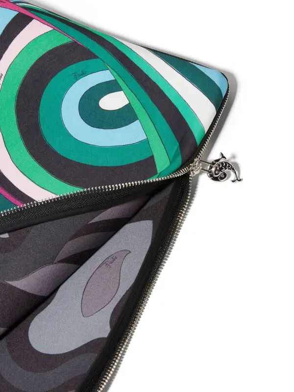 Emilio Pucci Marmo-Print Laptop Case - Green | Editorialist