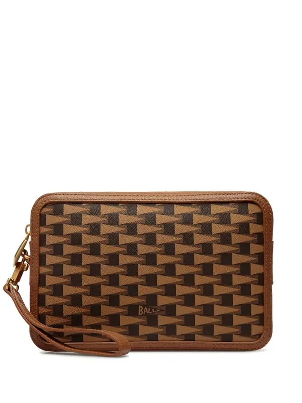 Bally Pennant Leather Clutch - Brown