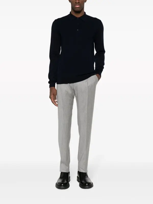 Corneliani Virgin Wool Polo Shirt - Blue