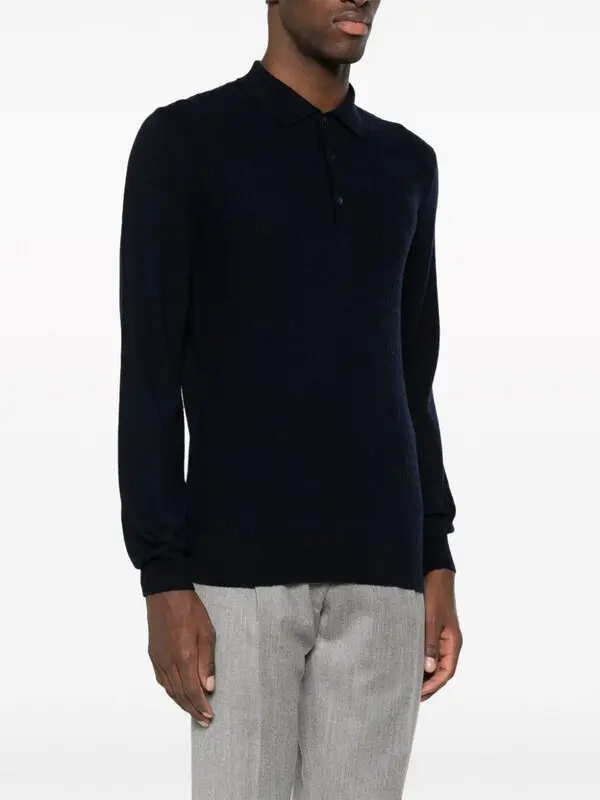 Corneliani Virgin Wool Polo Shirt - Blue