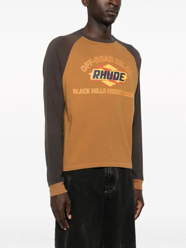 Rhude Logo-print Two-tone Stretch-cotton T-shirt