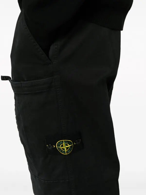 Stone Island Cotton Cargo Trousers - Black