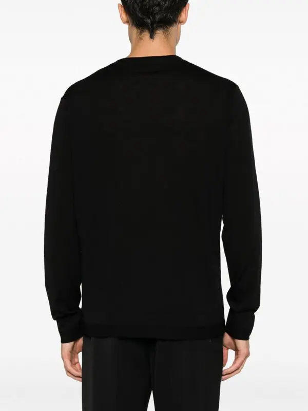 BALLANTYNE Round Neck Wool Jumper - Black