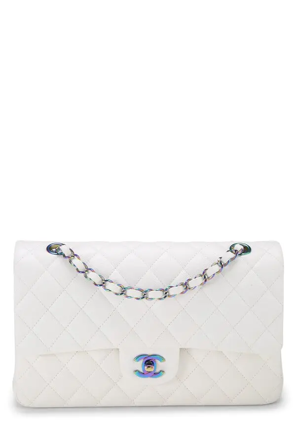 Chanel Quilted Caviar Classic Double Flap Medium - White