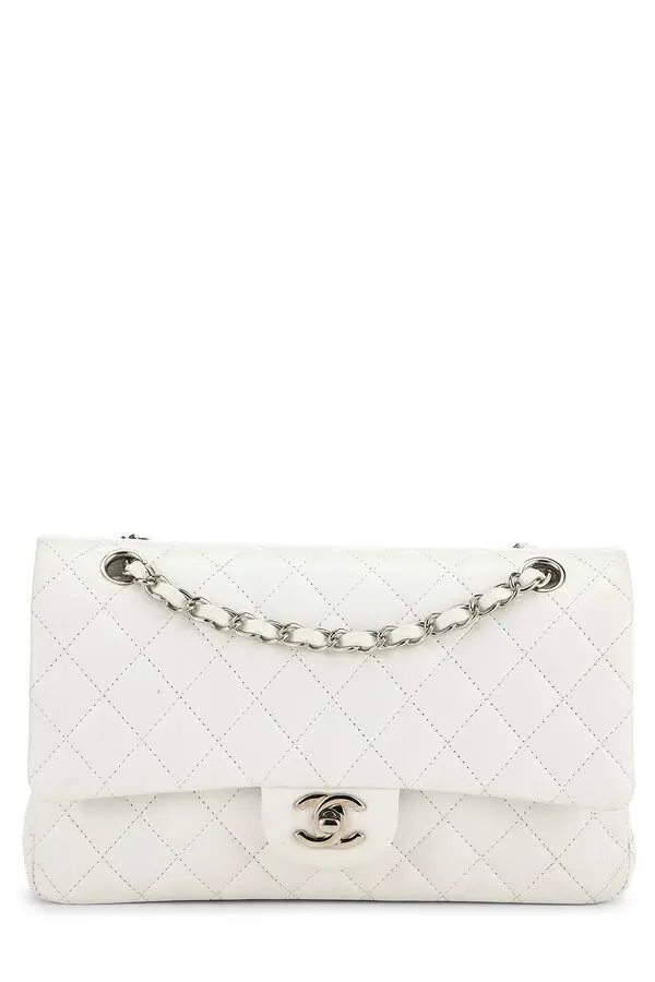 Chanel Quilted Caviar Classic Double Flap Medium - White