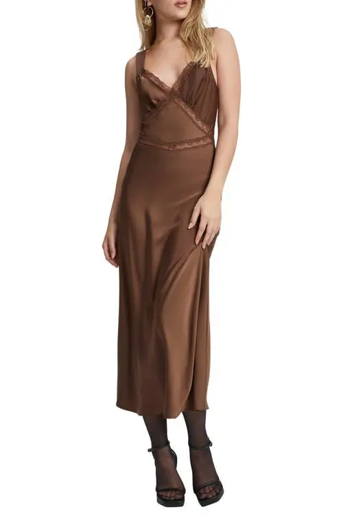 Bardot Emory Lace-trimmed Satin Slipdress - Chocolate