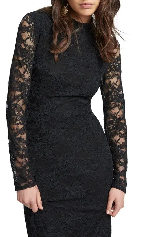 bardot black lace dress Aries Black Lace Bardot-Neck Maxi Dress With Gathered Detailing – Club L  London main image 0