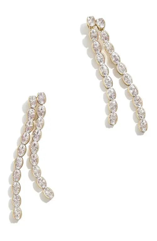 Baublebar Crystal Double Strand Linear Drop Earrings - Clear/gold