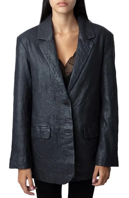 Zadig&Voltaire Venturi Crinkled Leather Jacket - Anthracite