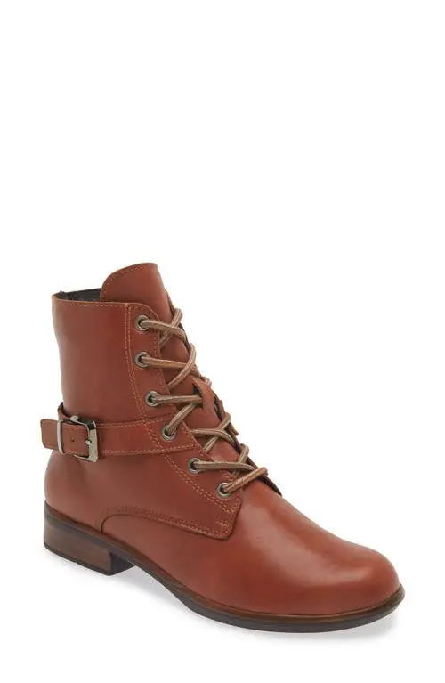Naot Alize Zip Combat Boots - Brown Peanut Leather