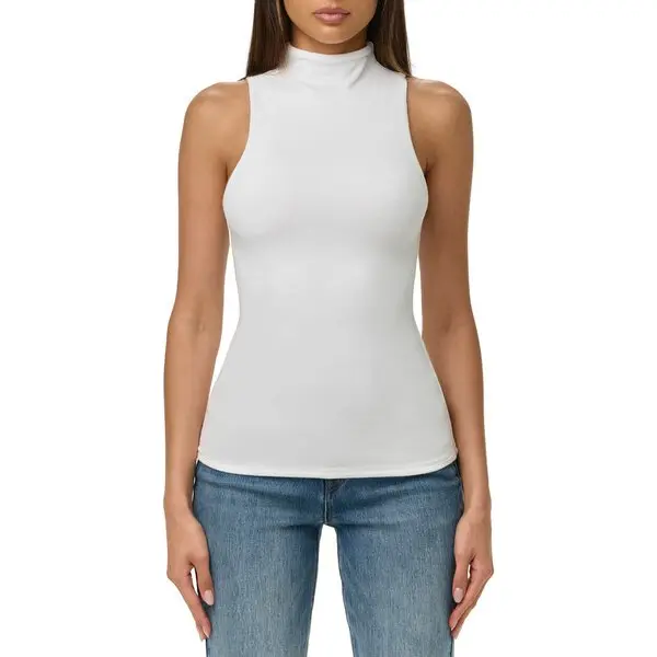 Naked Wardrobe Sleeveless Mock Neck Top - White