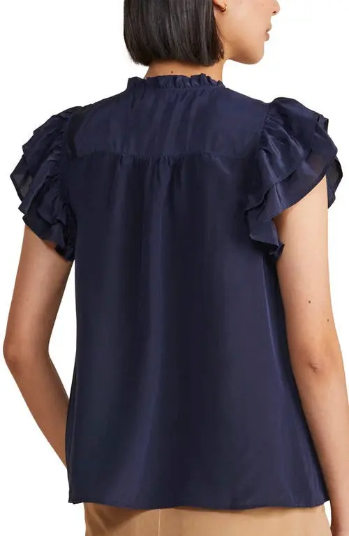 Vineyard Vines Cupro & Silk Flutter Sleeve Top