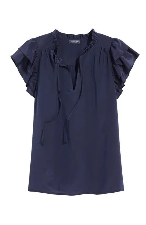 Vineyard Vines Cupro & Silk Flutter Sleeve Top