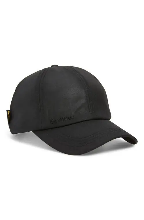 Barbour Waxed Cotton Baseball Cap - Black