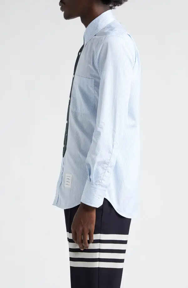 Thom Browne Paisley Tie Detail Stripe Button-Down Shirt In Light Blue - 30%  Off | Editorialist