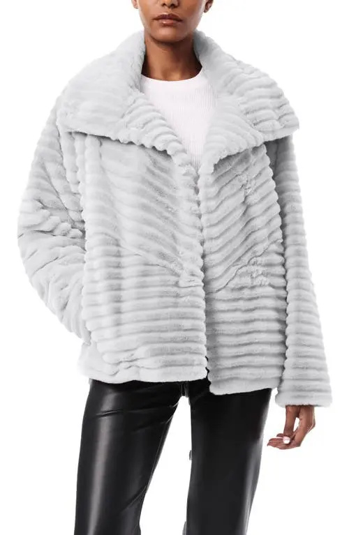 Bernardo Grooved Faux Fur Jacket - Grey