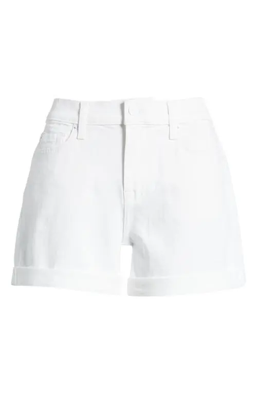 7 For All Mankind Midroll Stretch Denim Shorts - Broken Twill White