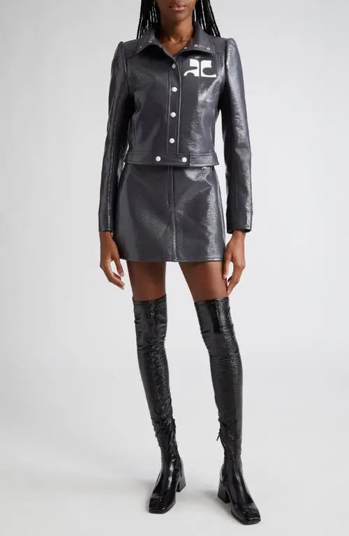 COURREGES Re-edition Vinyl Miniskirt - Steel Grey