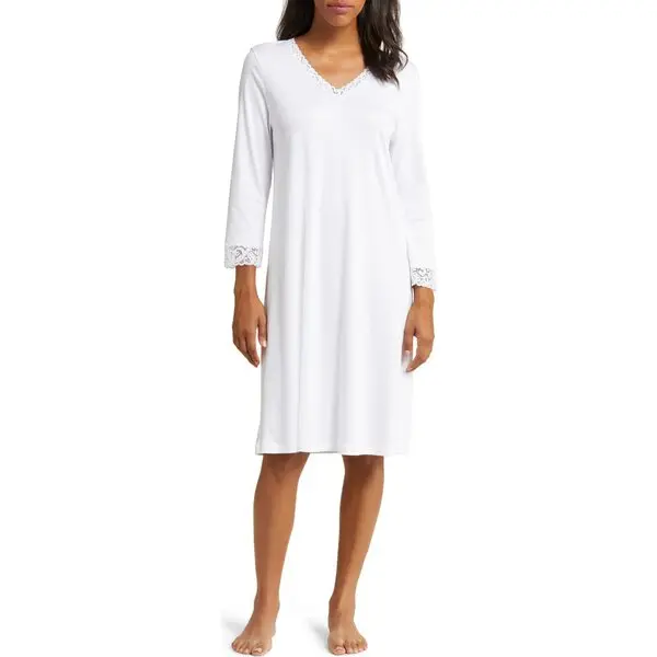 Hanro Moments V-neck Cotton Nightgown - 101 - White