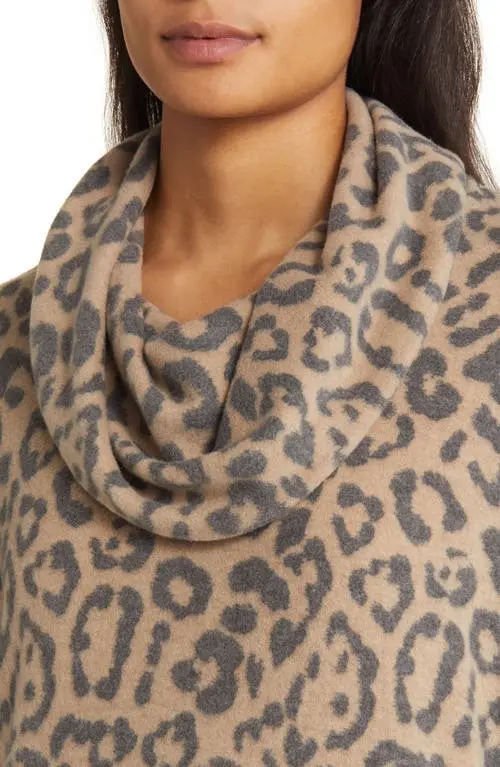 Loveappella Cowl Neck Tunic - Camel/charcoal