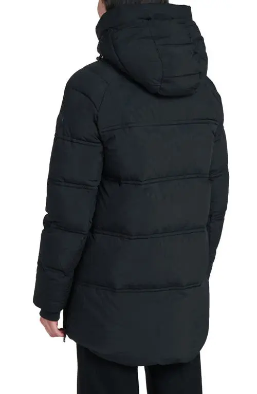 THE RECYCLED PLANET COMPANY Orva Water Resistant Hooded Down Puffer Jacket - Black