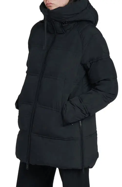 THE RECYCLED PLANET COMPANY Orva Water Resistant Hooded Down Puffer Jacket - Black