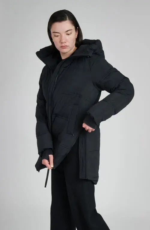 THE RECYCLED PLANET COMPANY Orva Water Resistant Hooded Down Puffer Jacket - Black