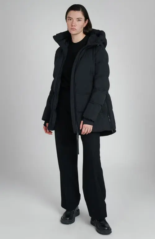 THE RECYCLED PLANET COMPANY Orva Water Resistant Hooded Down Puffer Jacket - Black