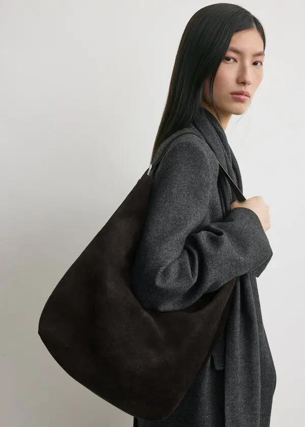 TOTEME Belted Suede Tote Bag - Brown