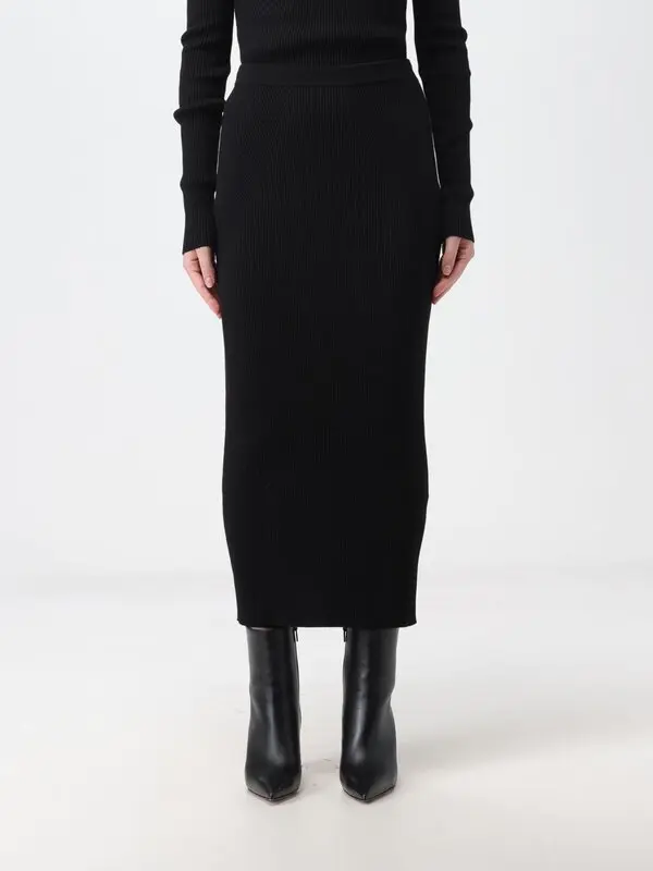 Alexander McQueen Ribbed Wool Blend Pencil Skirt