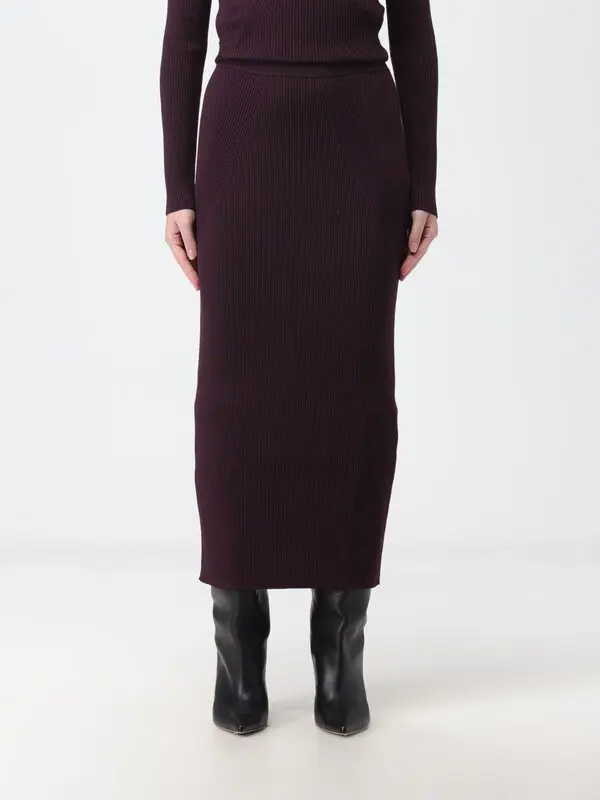Alexander McQueen Ribbed Wool Blend Pencil Skirt - Red Purple