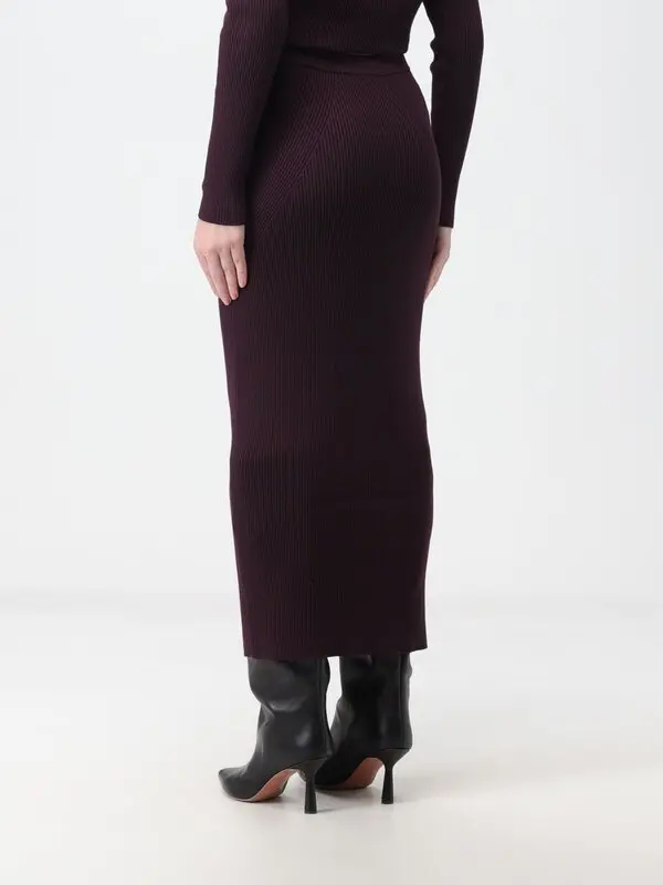 Alexander McQueen Ribbed Wool Blend Pencil Skirt - Red Purple
