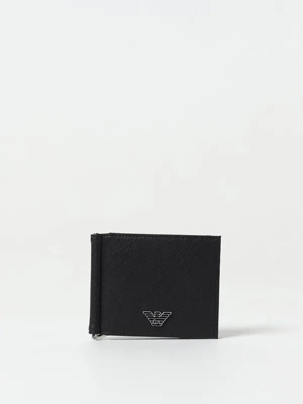 Emporio Armani Wallet In Saffiano Synthetic Leather - Black