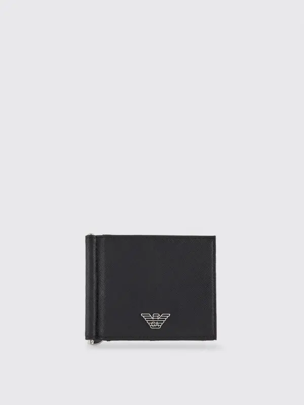 Emporio Armani Wallet In Saffiano Synthetic Leather - Black