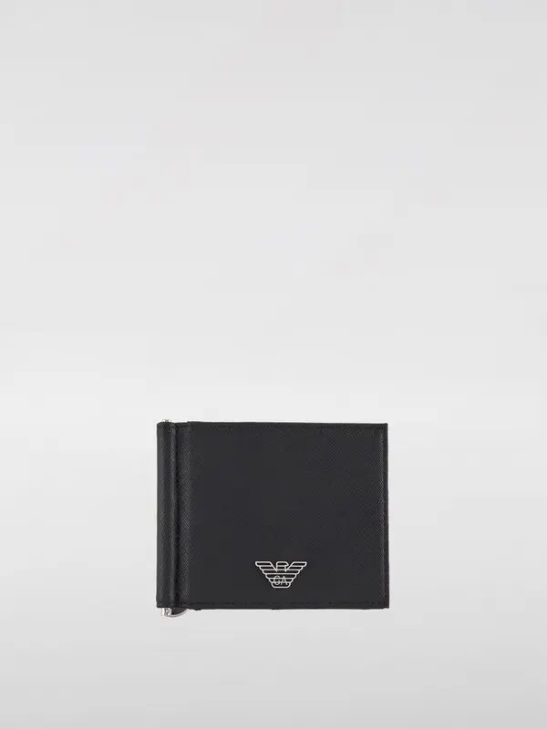 Emporio Armani Wallet In Saffiano Synthetic Leather - Black
