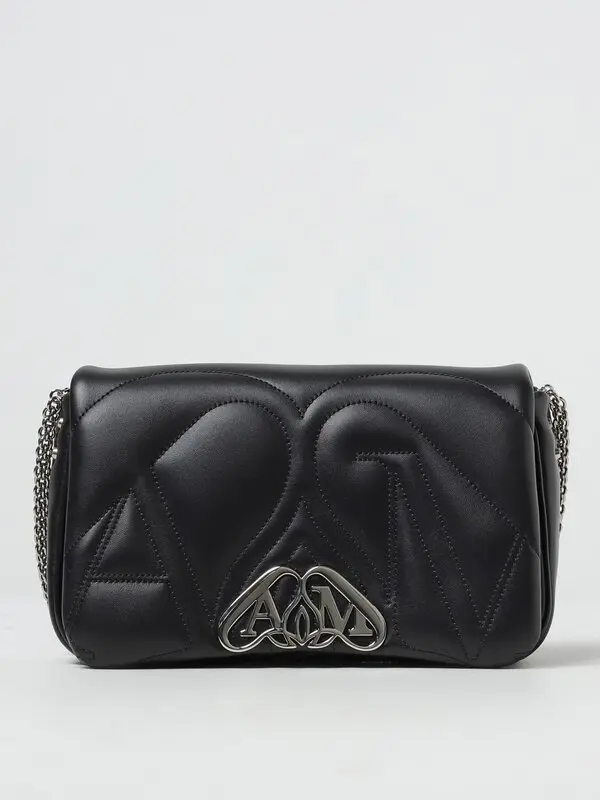 Alexander McQueen Seal Bag With Quilted Monogram - Black