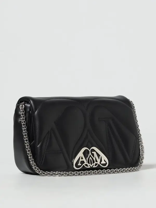 Alexander McQueen Seal Bag With Quilted Monogram - Black