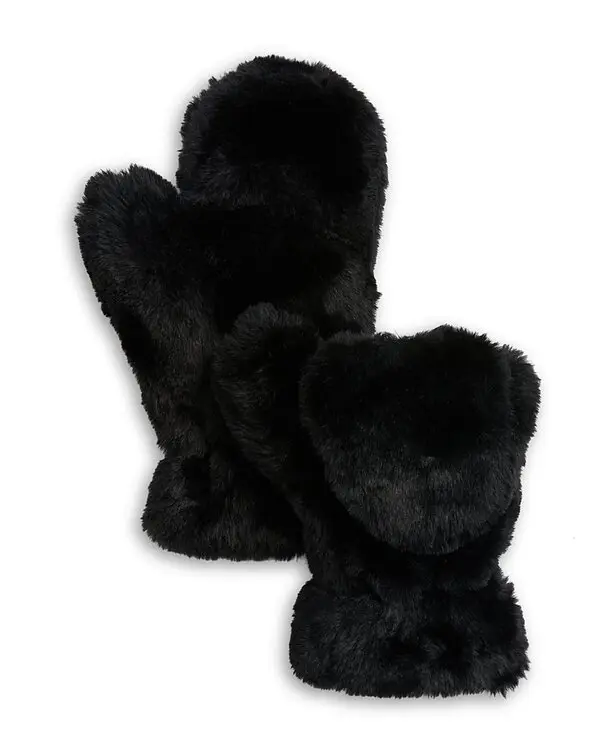 Apparis Coco Faux Fur Mittens - Black