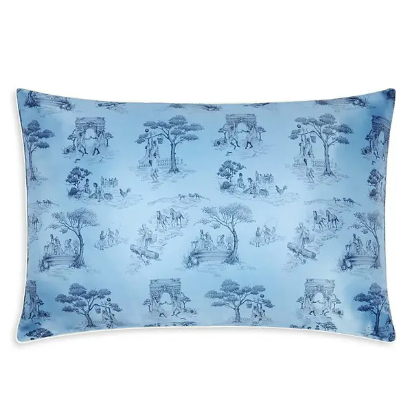 Gingerlily X Sheila Bridges Harlem Toile Silk Pillowcase, Standard - Blue