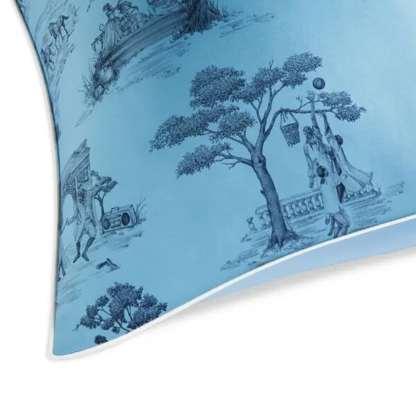 Gingerlily X Sheila Bridges Harlem Toile Silk Pillowcase, Standard - Blue