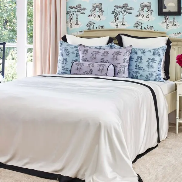 Gingerlily X Sheila Bridges Harlem Toile Silk Pillowcase, Standard - Blue