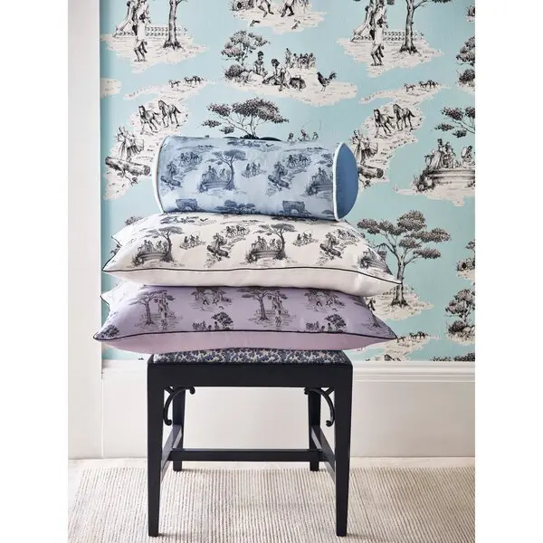 Gingerlily X Sheila Bridges Harlem Toile Silk Pillowcase, Standard - Blue