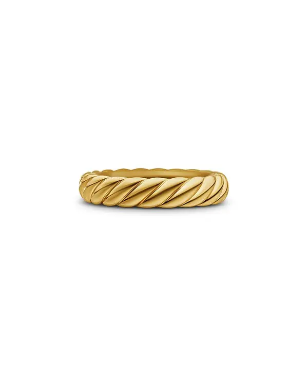 David Yurman Sculpted Cable Band Ring In 18k Yellow - Gold